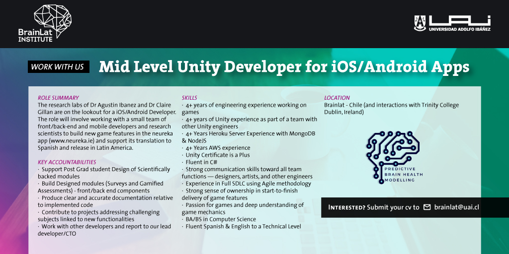 Mid Level Unity Developer for iOS/Android Apps - BrainLat Institute